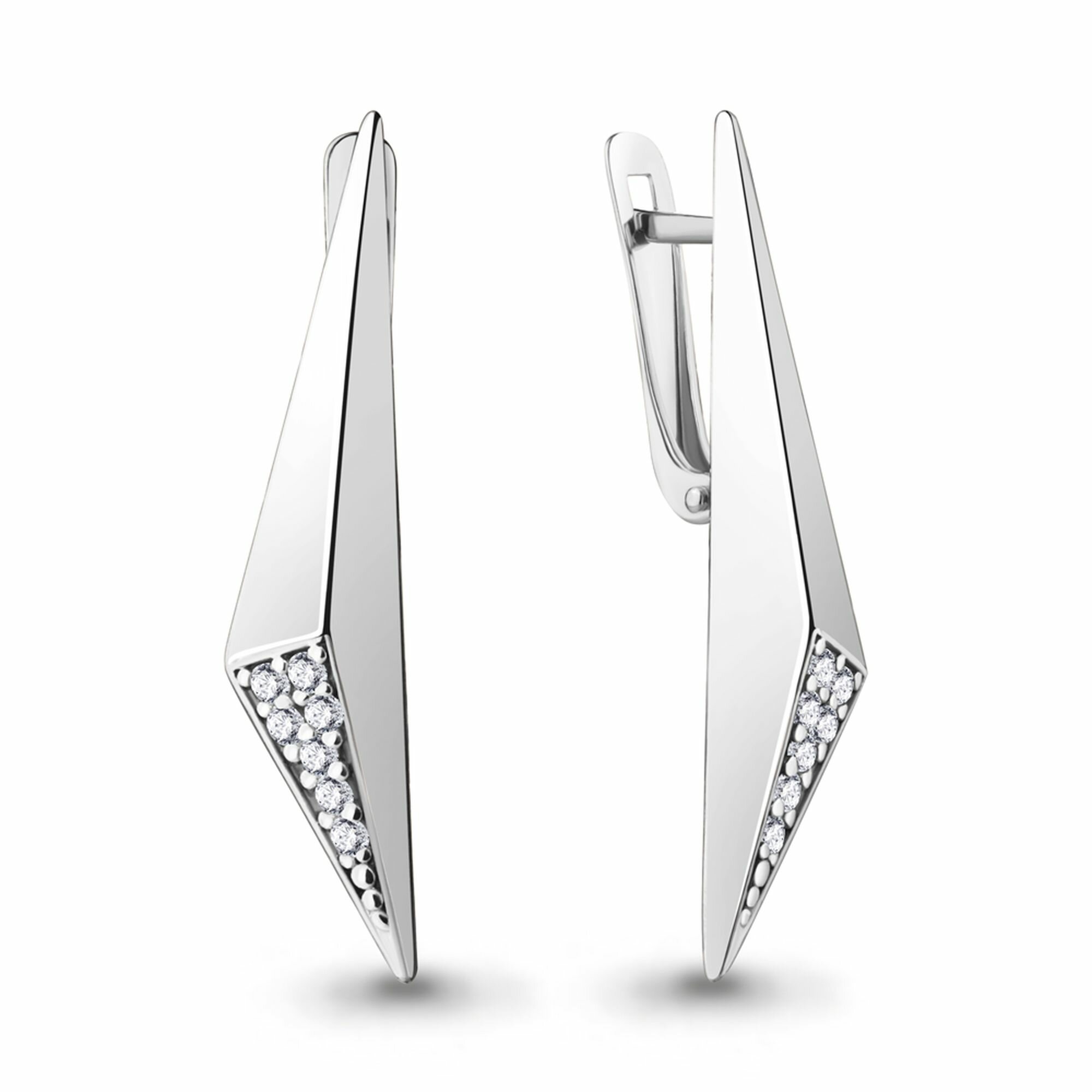 Серьги, серебро, 925 проба, родирование, фианит