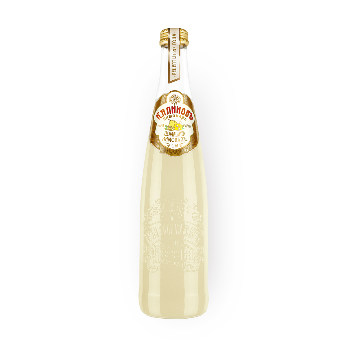 Лимонад Калиновъ "Винтажный", домашний, газированный, 0,5 л, стеклянная бутылка