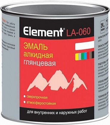 Эмаль Алкидная Element LA-060 0.5л Белая Глянцевая Alpa Сверхпрочная Атмосферостойкая.