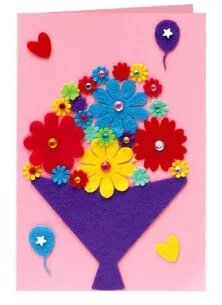 Открытка с букетом цветов, ручная работа, Flower 1
