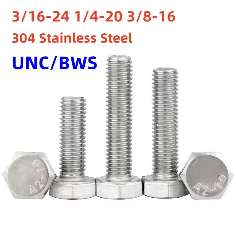 Нержавеющие шестигранные болты 3/16-24 1/4-20 3/8-16