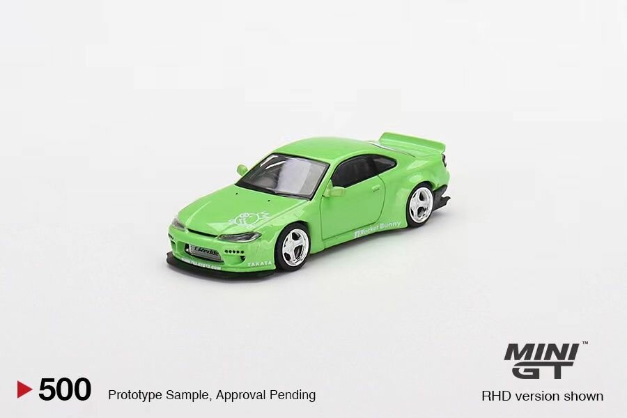 Машинка Mini GT 1:64 #500 Nissan Silvia Pandem (S15) Green Die-cast Alloy Car Model Collection Display Toy Gift