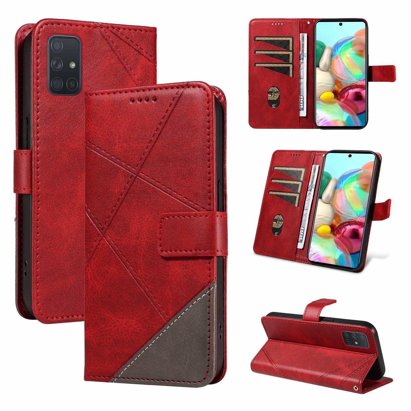 YIKATU Чехол книжка для Samsung Galaxy A51 5G / Самсунг Галакси А51 5G кожаный черный с магнитной застежкой, flip чехол с функцией подставки, С вытяжным шнуром