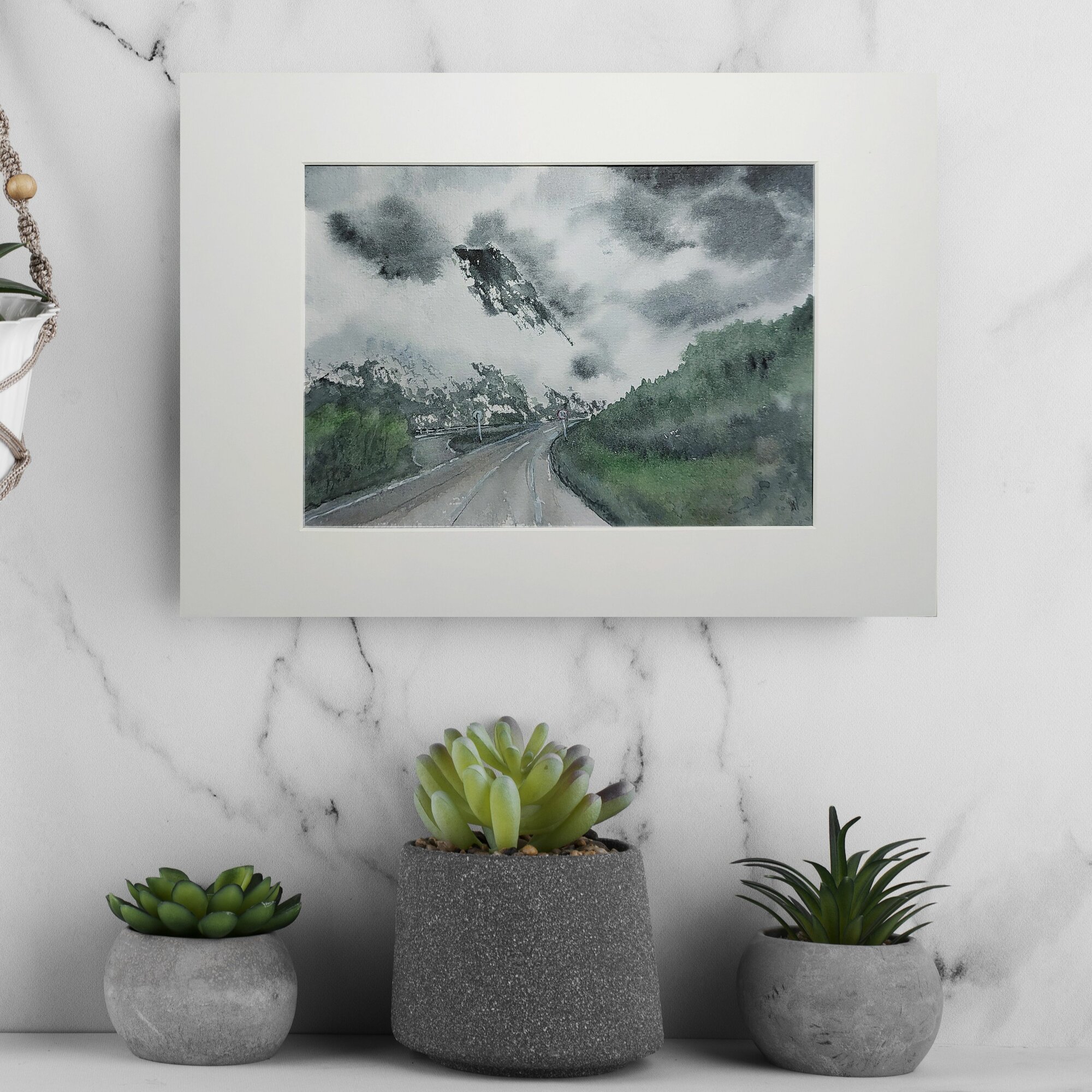 Картина акварельная авторская в паспарту 21х30 см на стену для интерьера "70"