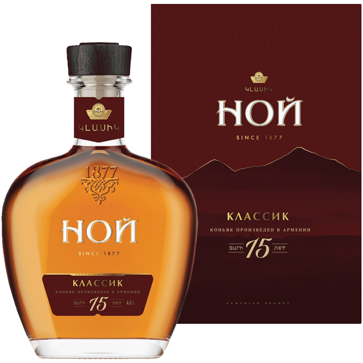 Коньяк Ной Классик 15 лет 0,7 л в подарочной упаковке