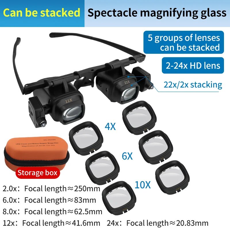 LUXIANZI увеличительные очки с подсветкой 24х can be stacked