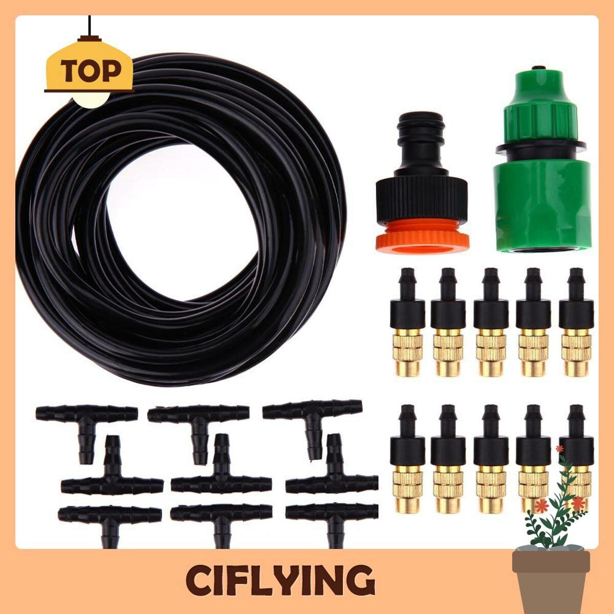 Комплект для капельного полива 5 м, автоматический полив, садовый шланг, распылительная головка с тройником 4/7 мм