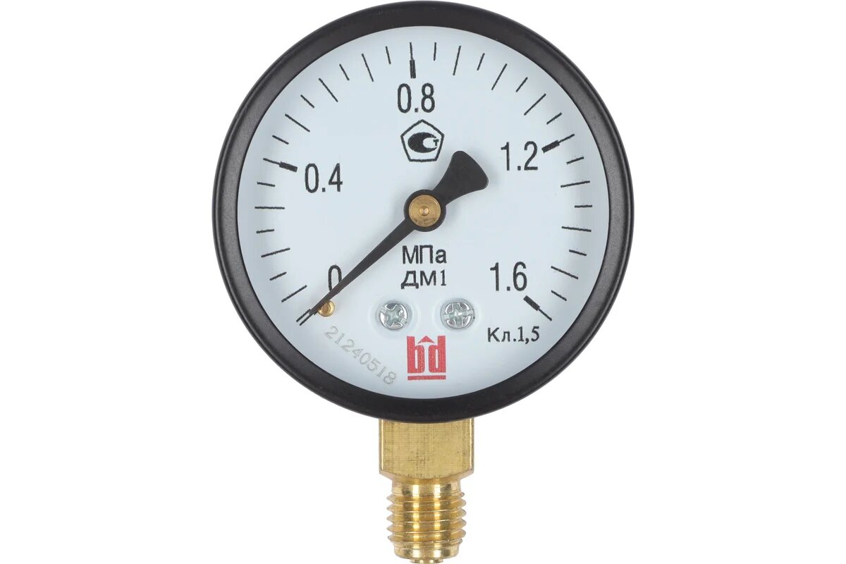 BD Манометр ДМ 1 Т2 063 Р (0-1,6) МПа, кл.1,5, М12x1,5 1151100006