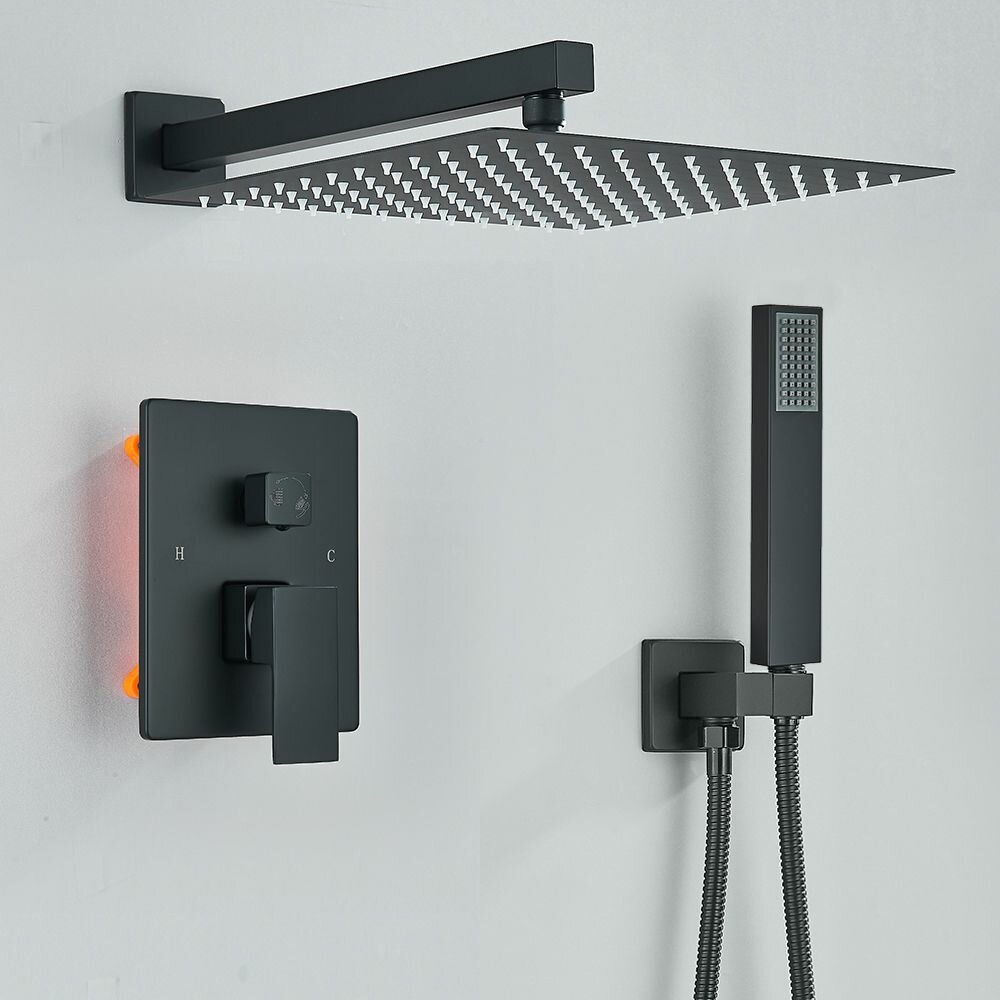 Скрытая душевая система, функция 2 в 1, дождевой водопад с ручным душем