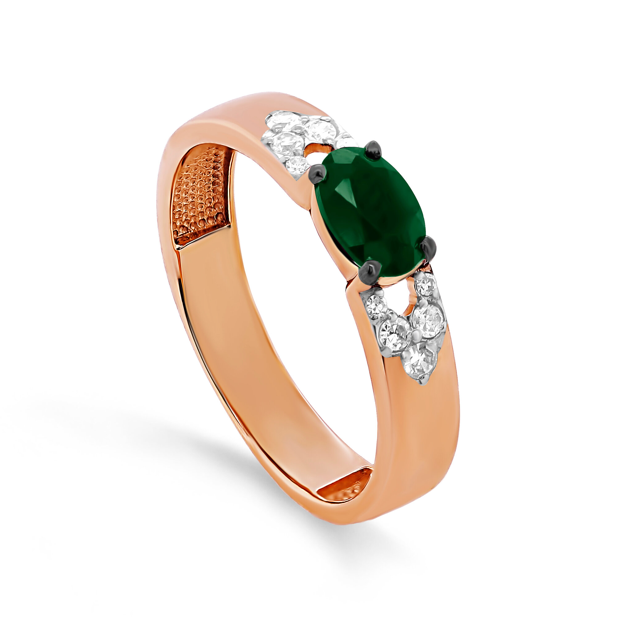 Кольцо JEWELIN, красное золото, 585 проба, изумруд, бриллиант
