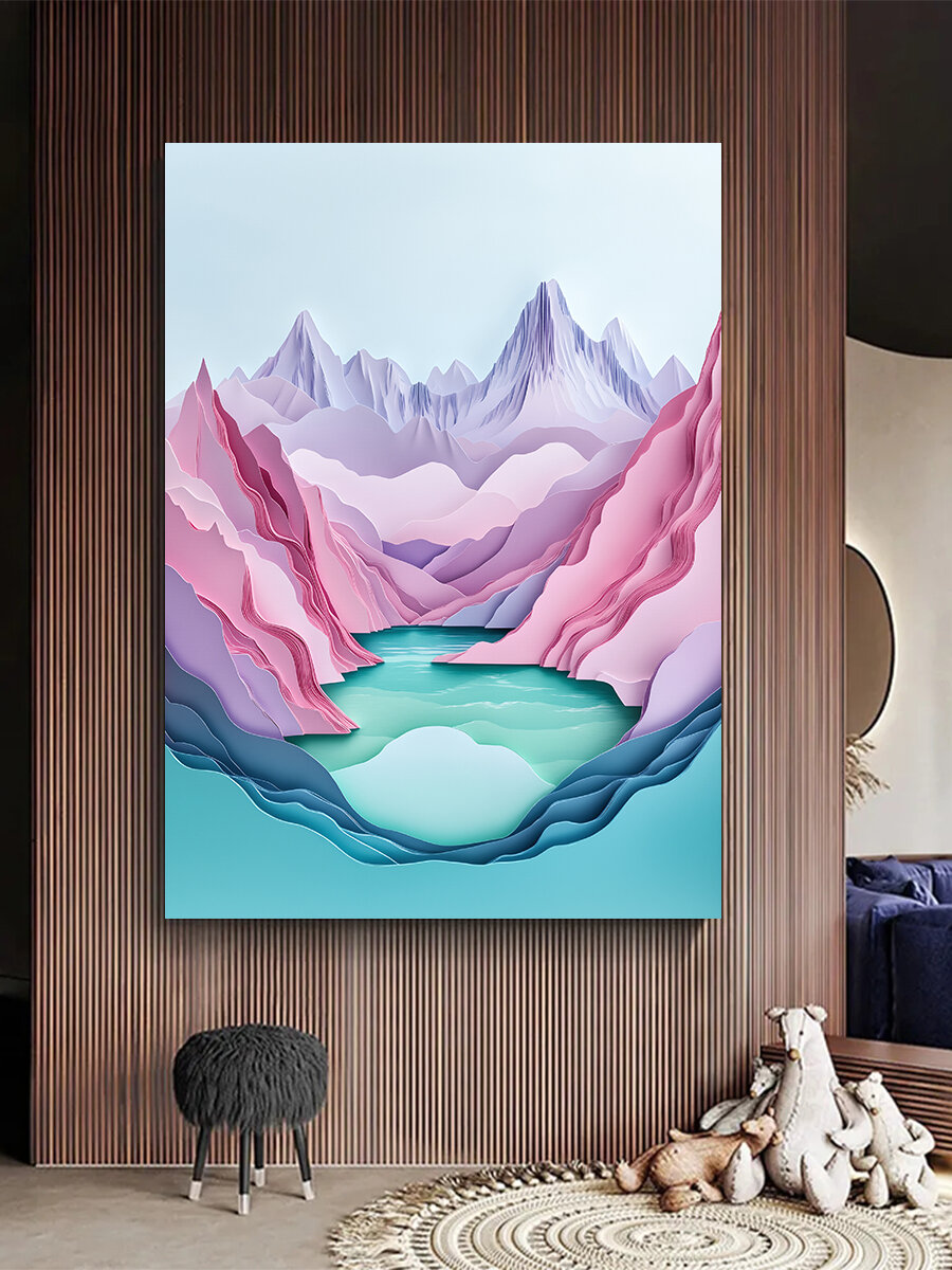 Пейзаж / природа, картина 3д / объемная, постер на холсте, 20х30 см, киригами