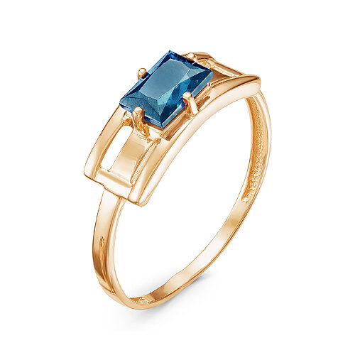 Кольцо тонкое, красное золото, 585 проба, родирование, Лондон топаз