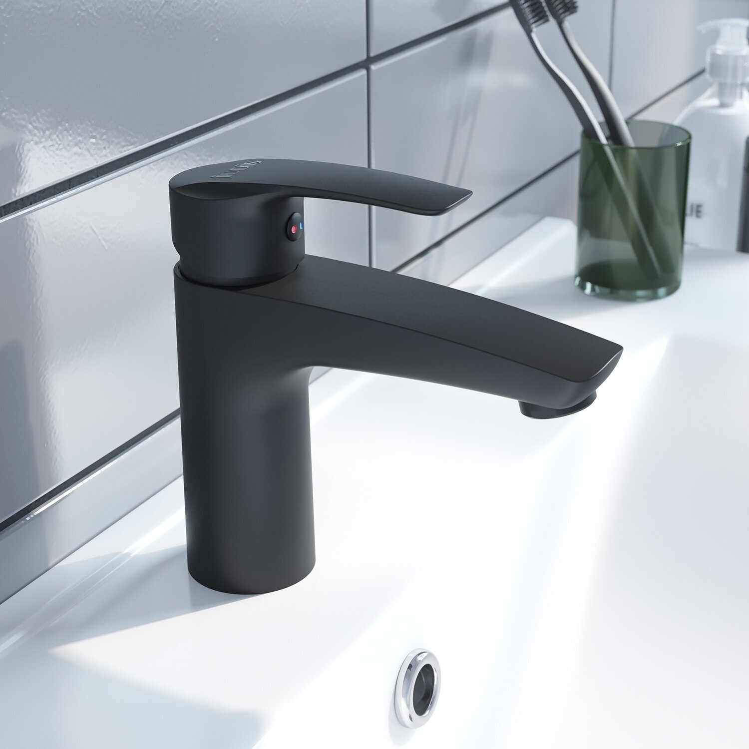 Смеситель для раковины (умывальника) IDDIS Ray RAYBL00i01, черный [RAYBL00I01]