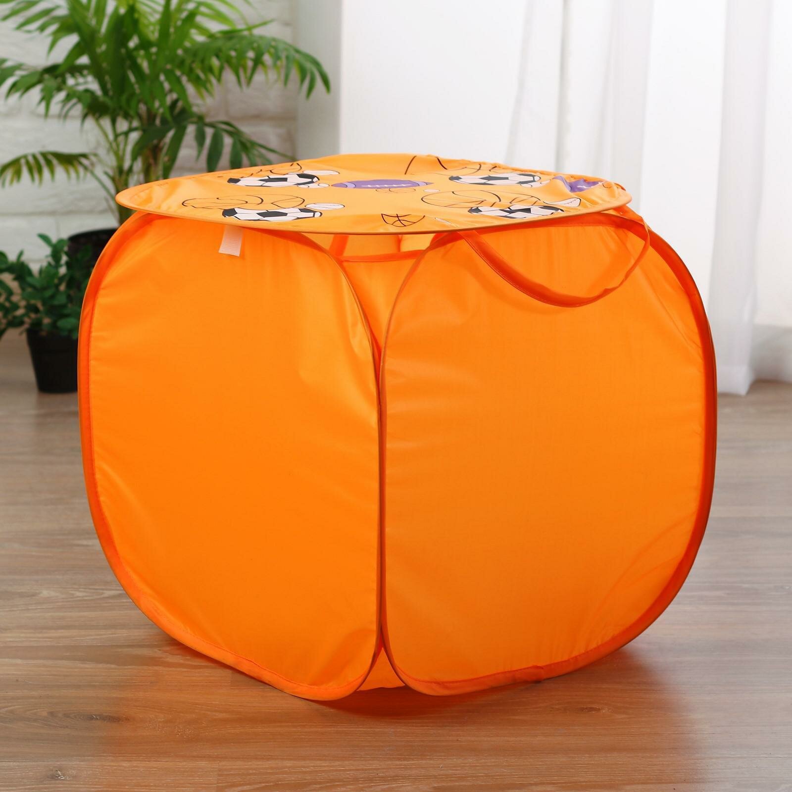 Корзина для игрушек ЛАС играс "Баскетбол" с ручками и крышкой