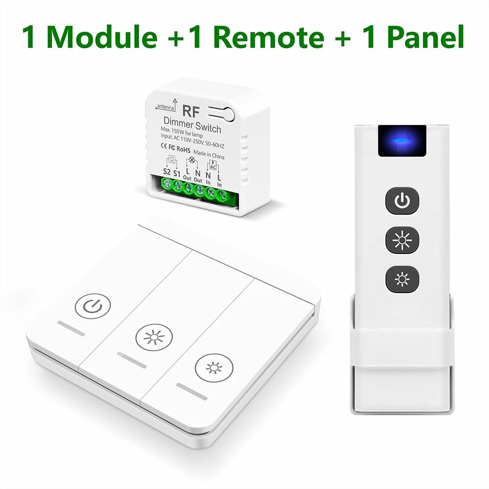 Беспроводной диммер SLMPLEFUN 433 МГц 1Receiver 1Panel 1R