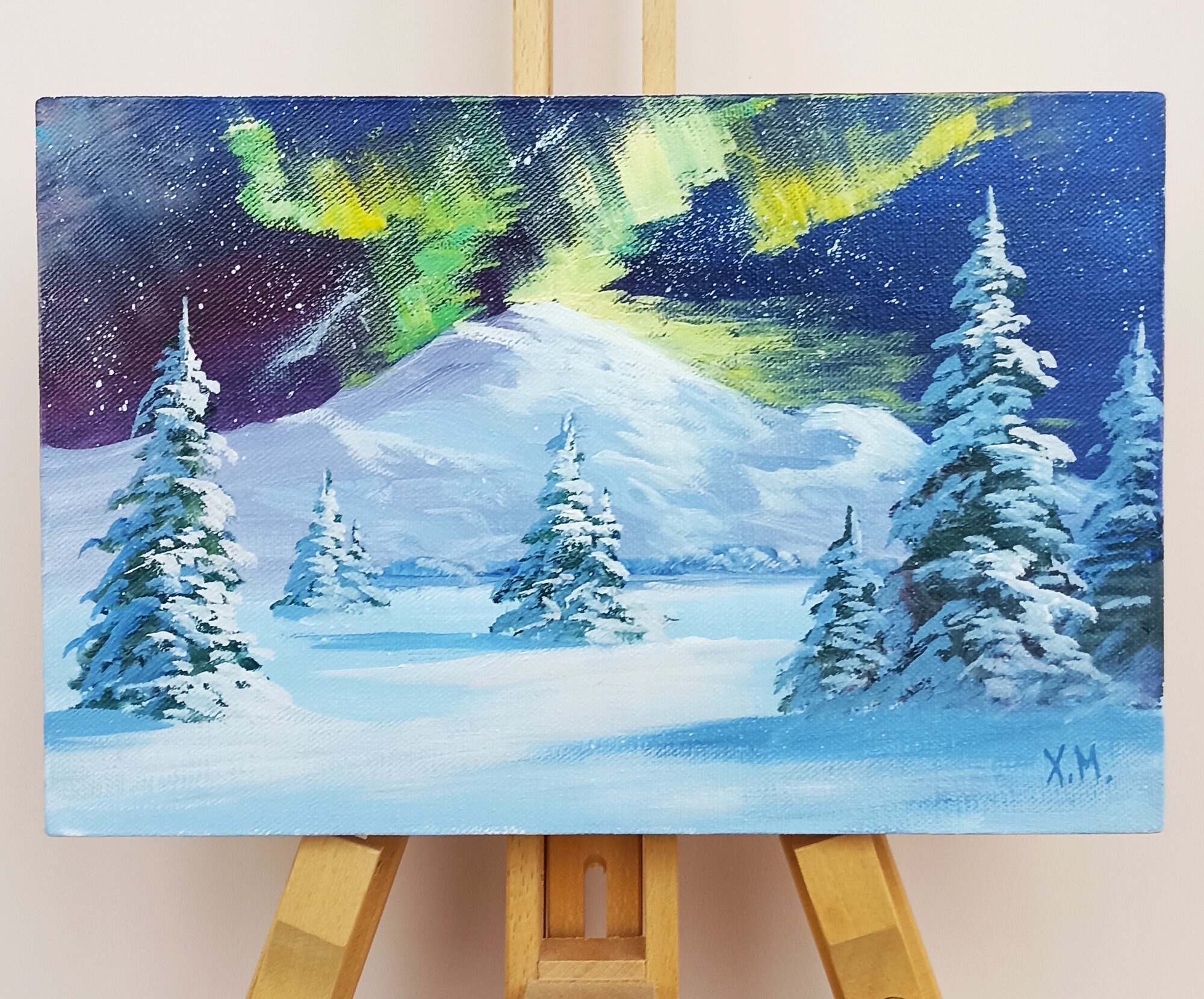 Художественная мастерская Грëзы. 100% ручная работа, 100% живопись. Картина маслом на холсте. Зимний пейзаж. 20х30 см.