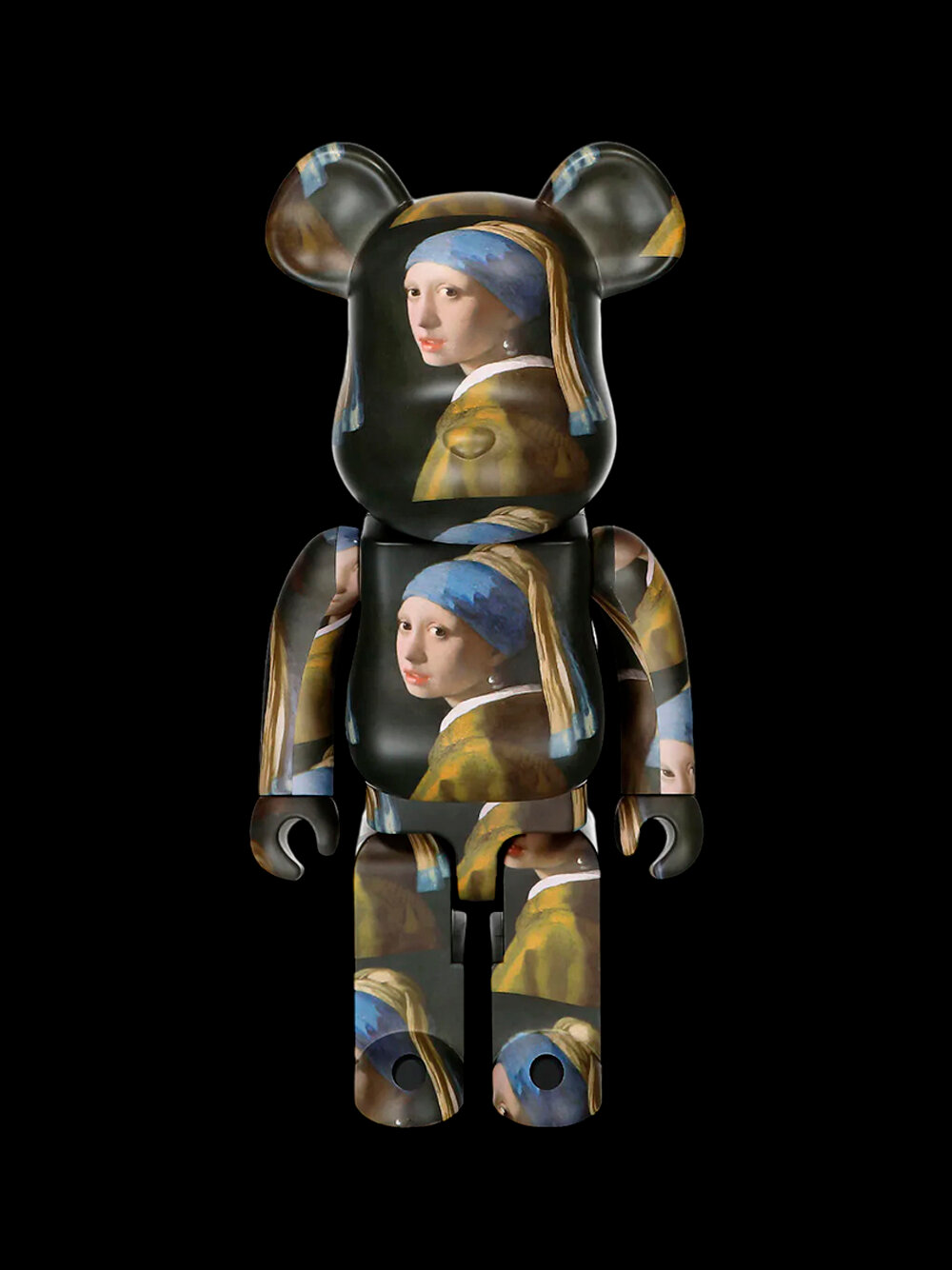 Коллекционная оригинальная фигура Bearbrick Girl with a Pearl Earring by Johannes Vermeer 400% 100% / Набор 28 см и 7 см