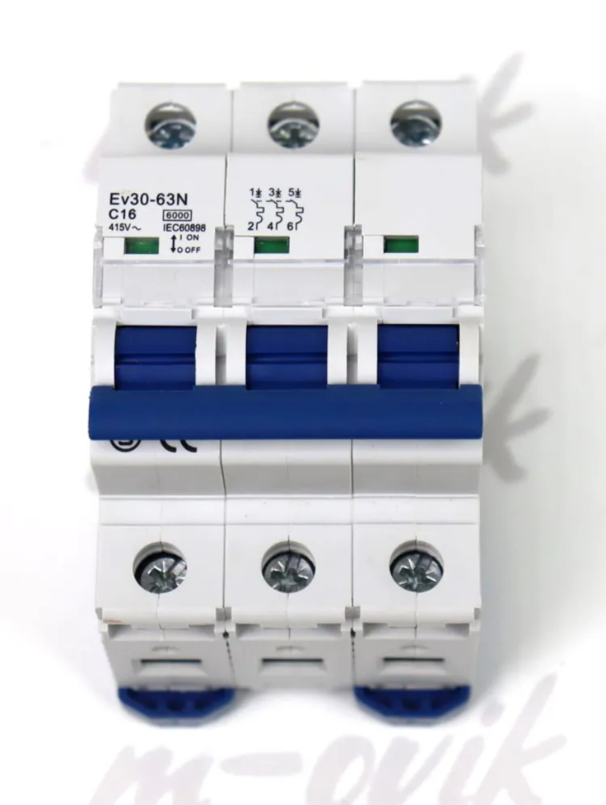 Зап. часть ZOTA Авт. выключатель Ev30-63N 3P 6kA 16A C ОЕМ для котлов Lux, Smart, Solid, MK