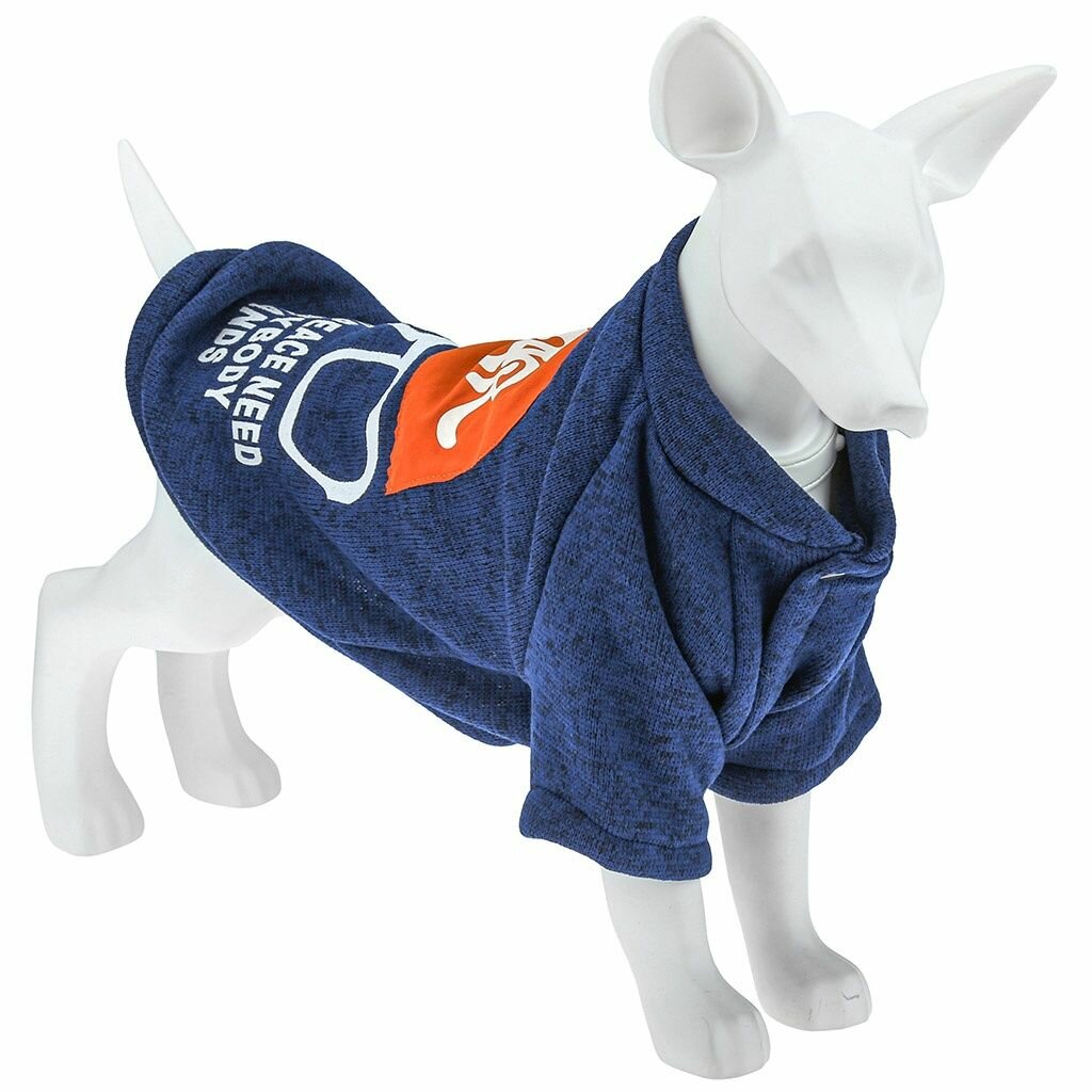 Толстовка для собаки Pet Toys "Star", на кнопках, S, длина спинки 24 см, обхват груди 32 см, шеи 22 см, синяя