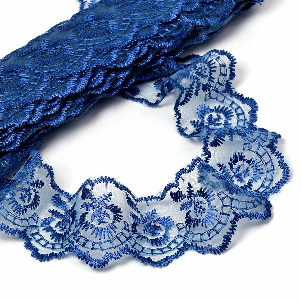 Кружево Kruzhevo капрон, ширина 45 мм, цвет 330 темно-синий, 9,14 м