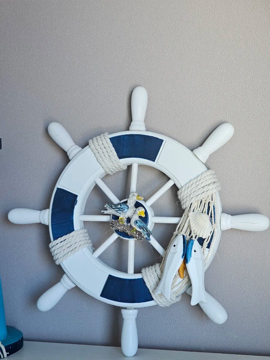 Штурвал морской стиль декор интерьера 22 см