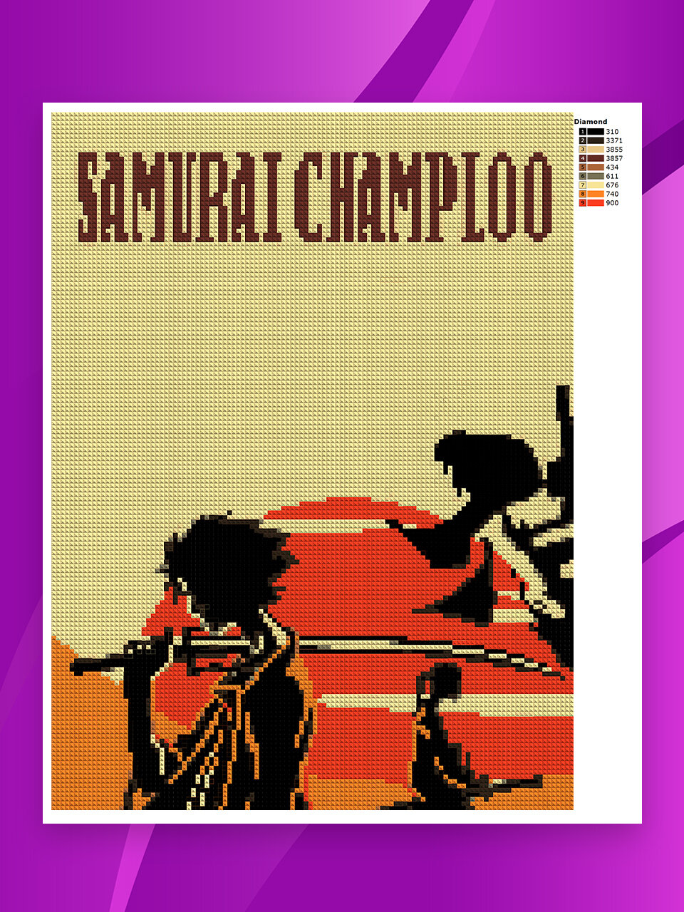 Алмазная мозаика без подрамника - вышивка Самурай Чамплу Постер 30 х 40 см