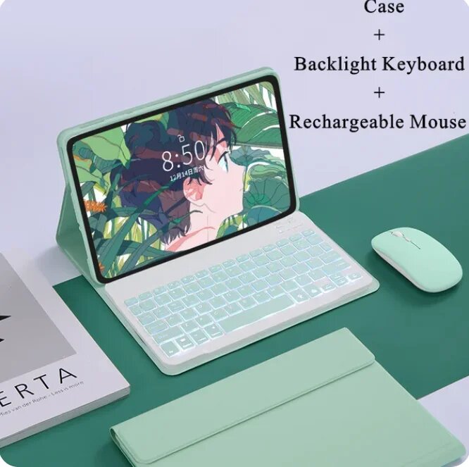 Чехол-клавиатура для Xiaomi Redmi Pad SE 2023, green 1, Portuguese Keyboard