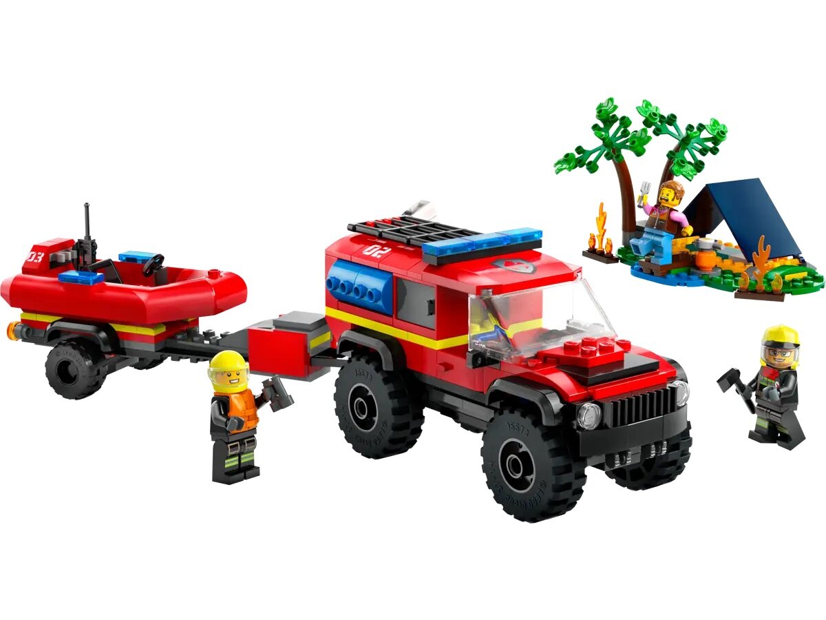 Конструктор LEGO 60412 CITY 4x4 Fire Truck with Rescue Boat, 301 деталь