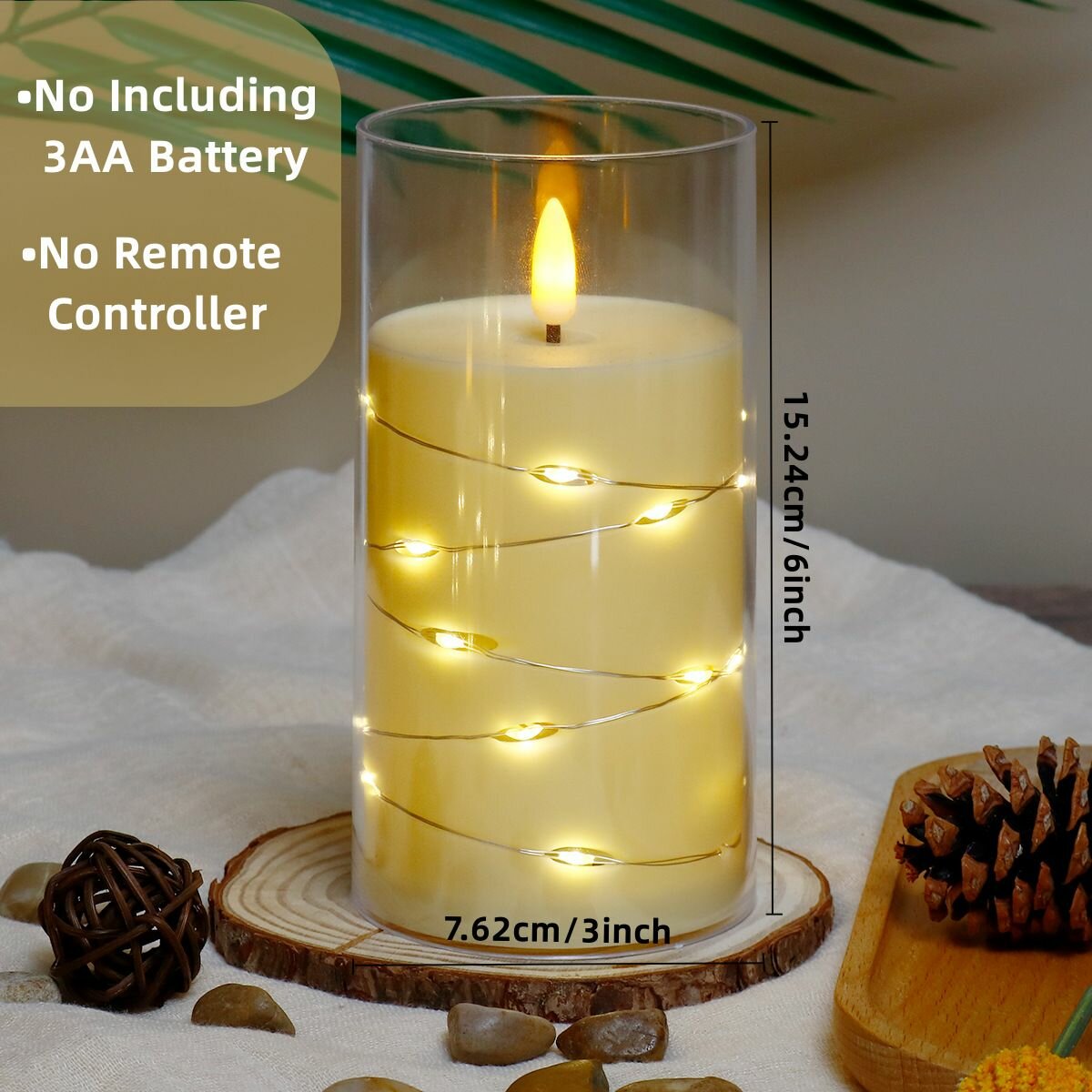 1 шт. 15.24 см 3D мерцающие беспламенные электронные фотосвечи, Светодиодная лампа-свеча, теплое белое атмосферное освещение, для рождества, Хэллоуина, семейный Декор