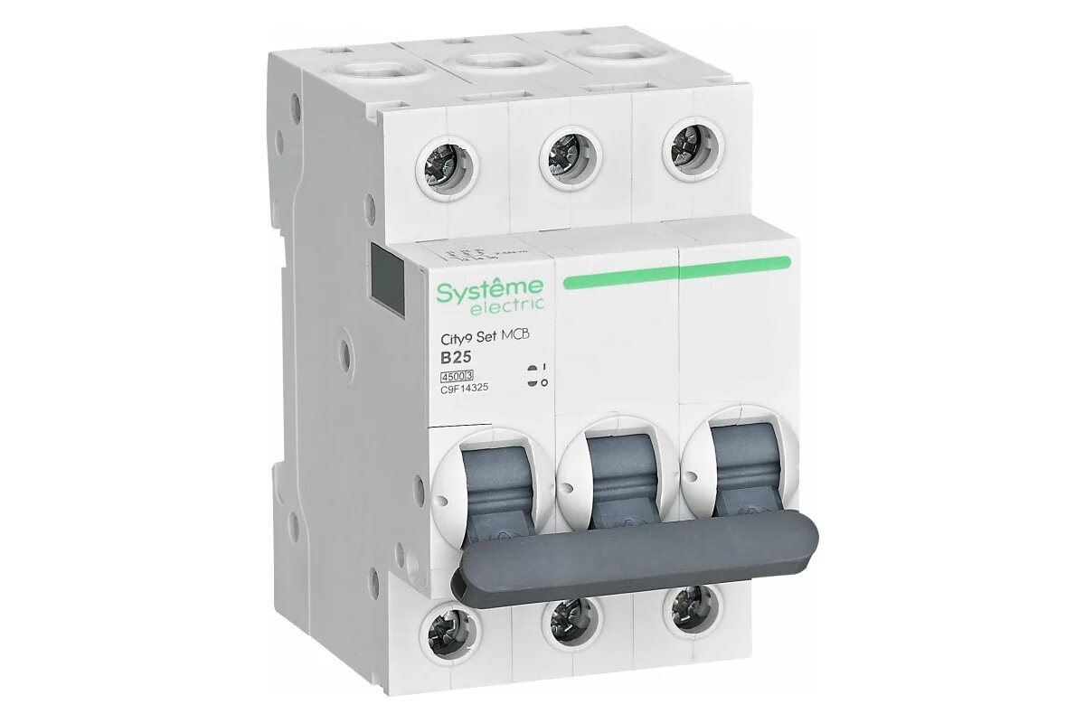Systeme Electric Автоматический выключатель City9 set ав b, 25 А, 3 Р, 4.5 kА, 400 В (ранее EZ9F14325) C9F14325