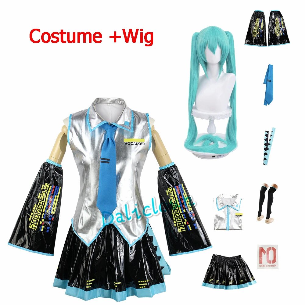 Miku Cosplay Костюм L, Costume Wig