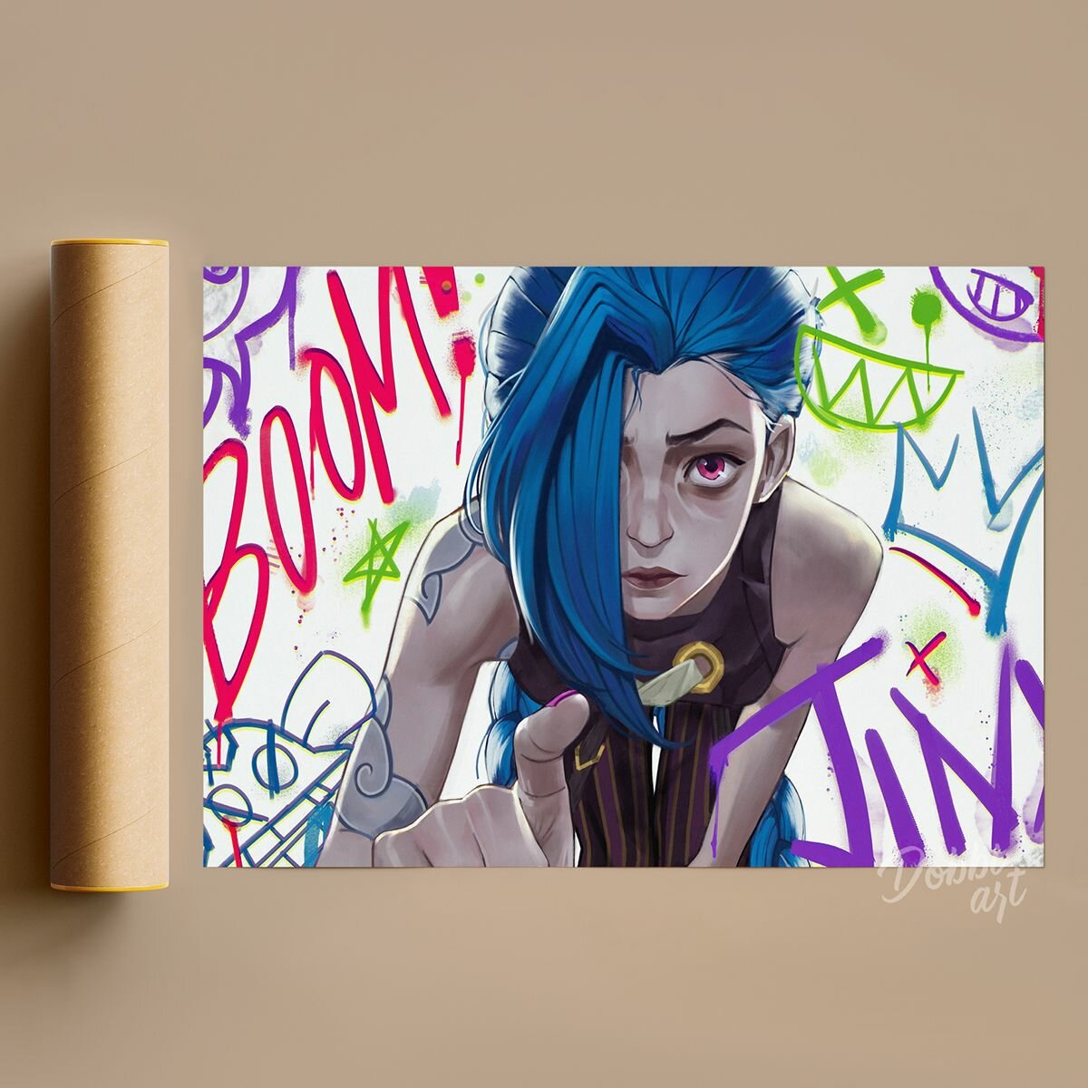 Постер 40х50 см Джинкс Jinx без рамы/ Мультсериал Аркейн "Arcane: League of Legends" Онлайн игра Аркейн/ Постер для дома, интерьера, декор на стену/ Плакат интерьерный