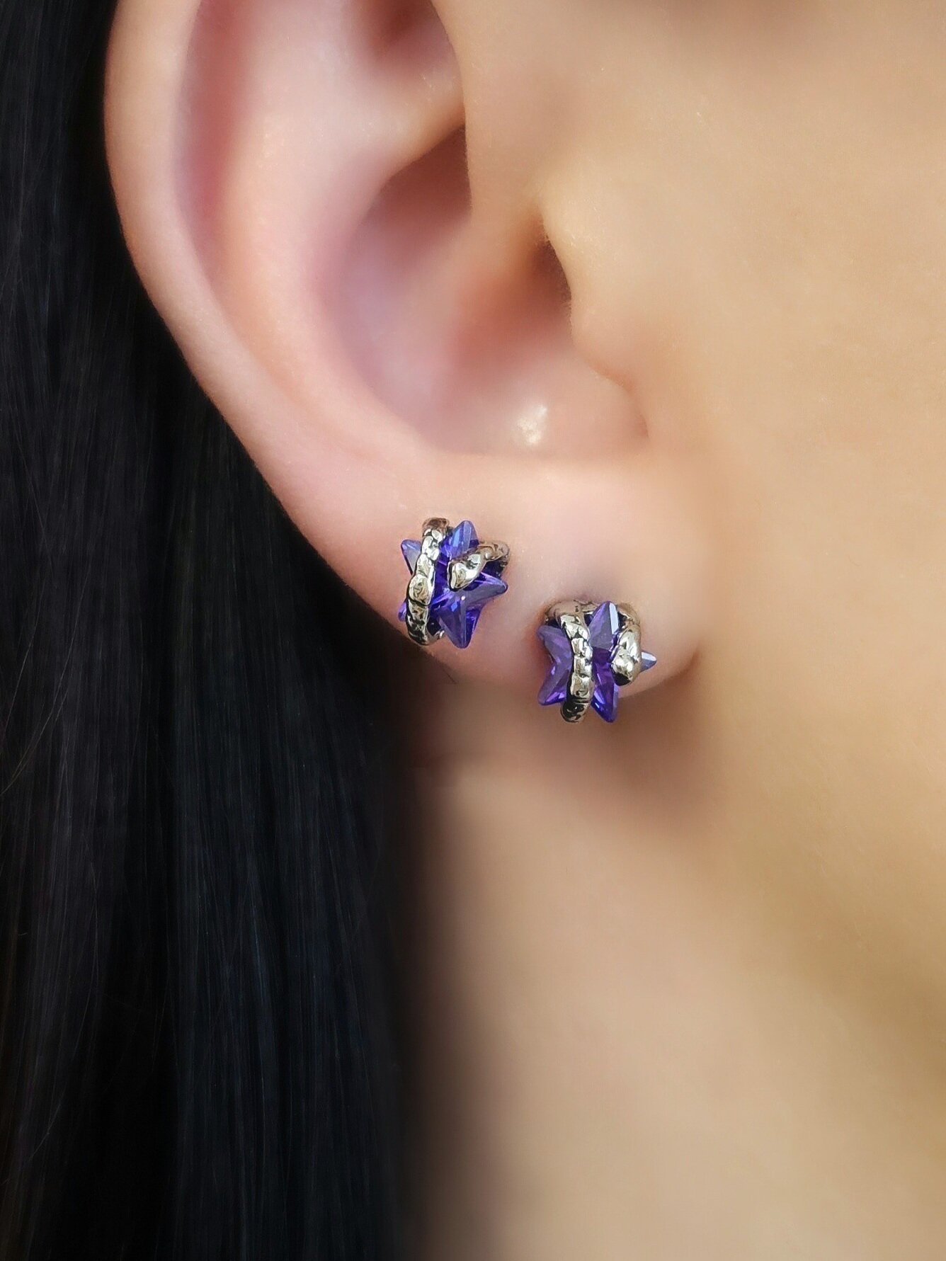 Серьги пусеты, фианит