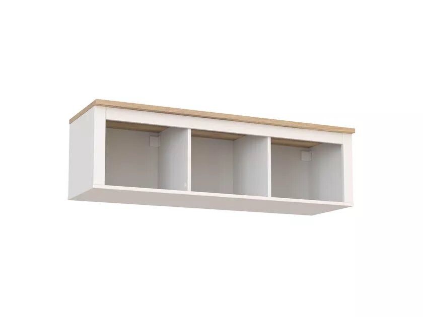 Полка навесная "Сага", белый ясень, 3 секции, 131.2 см 38 см х 41.4 см