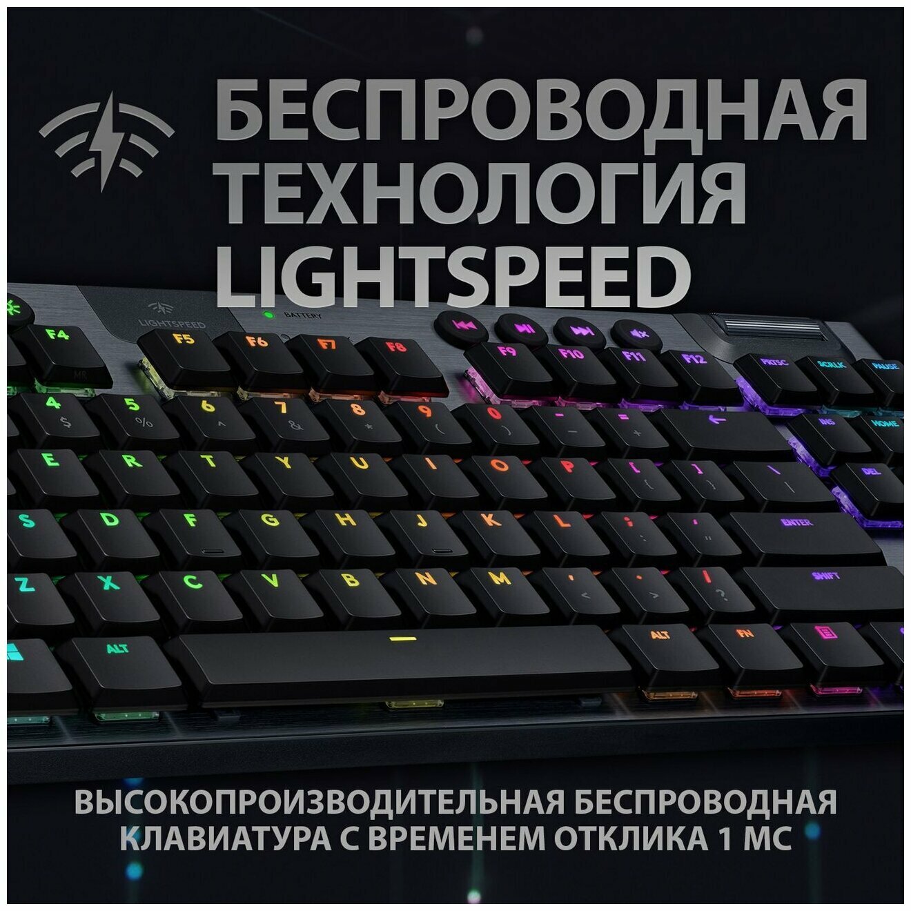 Logitech Игровая клавиатура беспроводная G913 TCL(G915 TCL)LIGHTSPEED LIGHT SYNC RGB Switch GL Tactile, (GL Tactile), черный