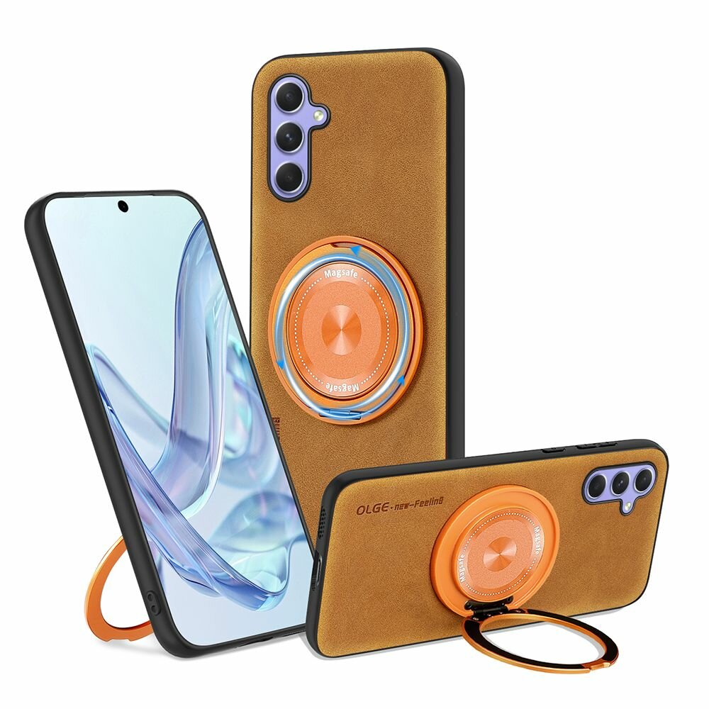 Чехол на Самсунг Галакси A55 5G с поддержкой MagSafe/ магсейф для Samsung Galaxy A55 5G для использования магнитных аксессуаров, противоударный, вращающееся на 360металлическое кольцо