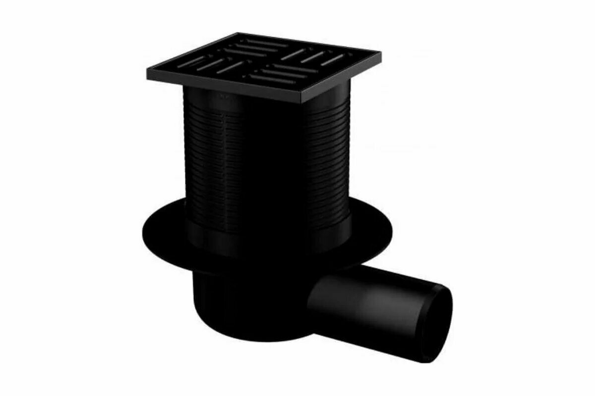 APV31BLACK Сливной трап 105 × 105/50, подводка – боковая, решетка – черный мат