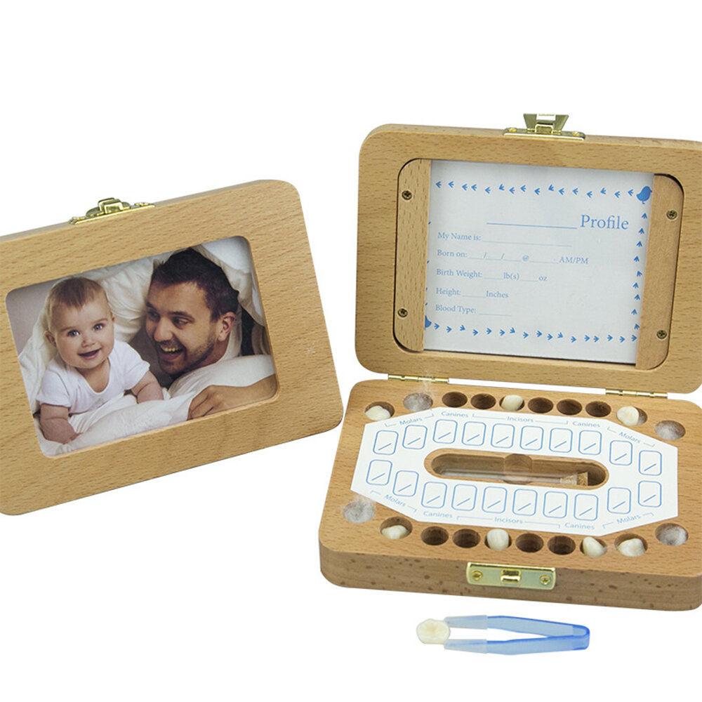 Деревянный ящик для детских зубов, коробочка для хранения зубов, фоторамка, контейнер для хранения зубов и волос, памятная коробка с различными аксессуарами.