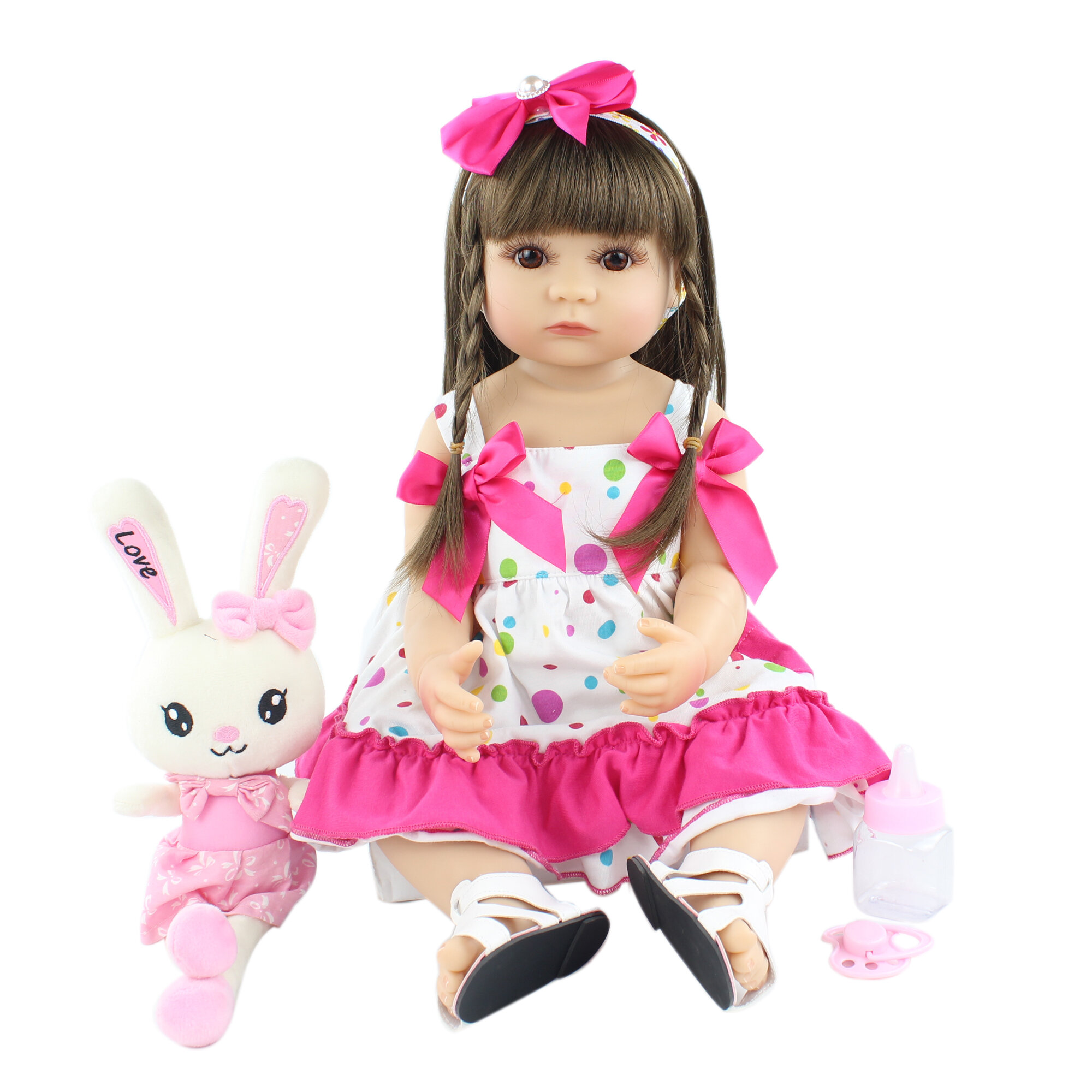 Реалистичная кукла реборн 55см мягкая силиконовая игрушка для ванны