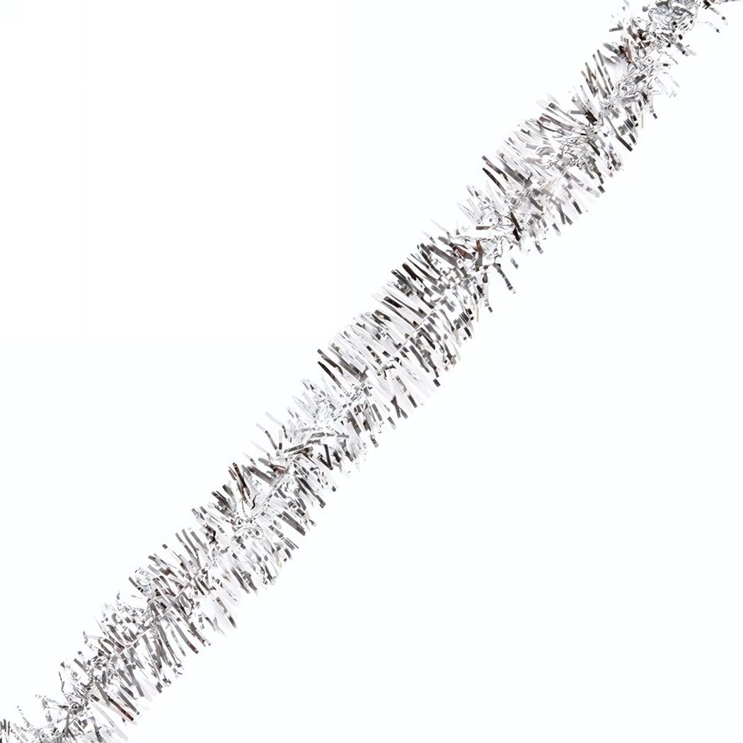 Мишура 2м, 5см «Классика», серебристая, для новогоднего декора, ПВХ