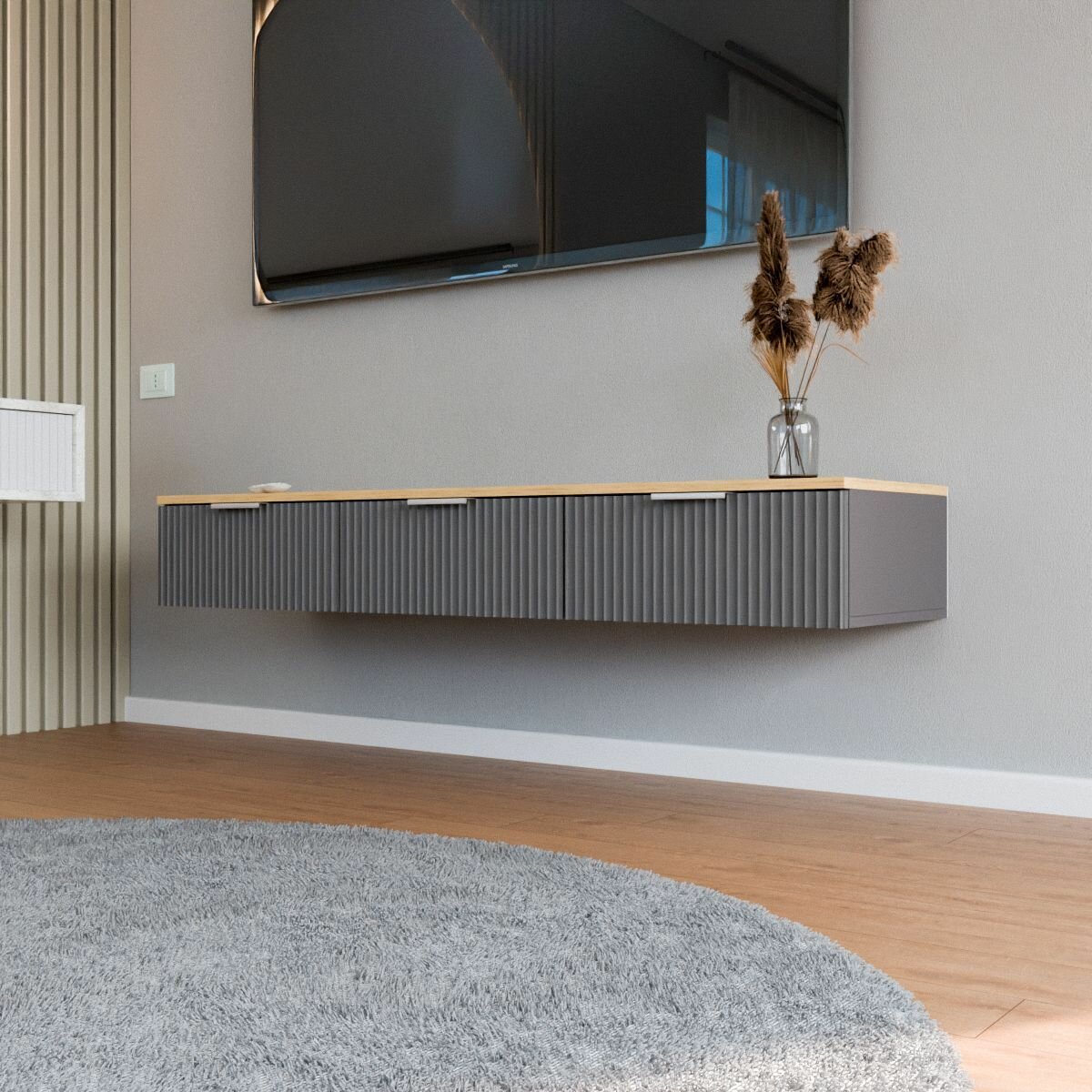 Тумба под телевизор Салерно 3 подвесная 148 х 22 х 42 см