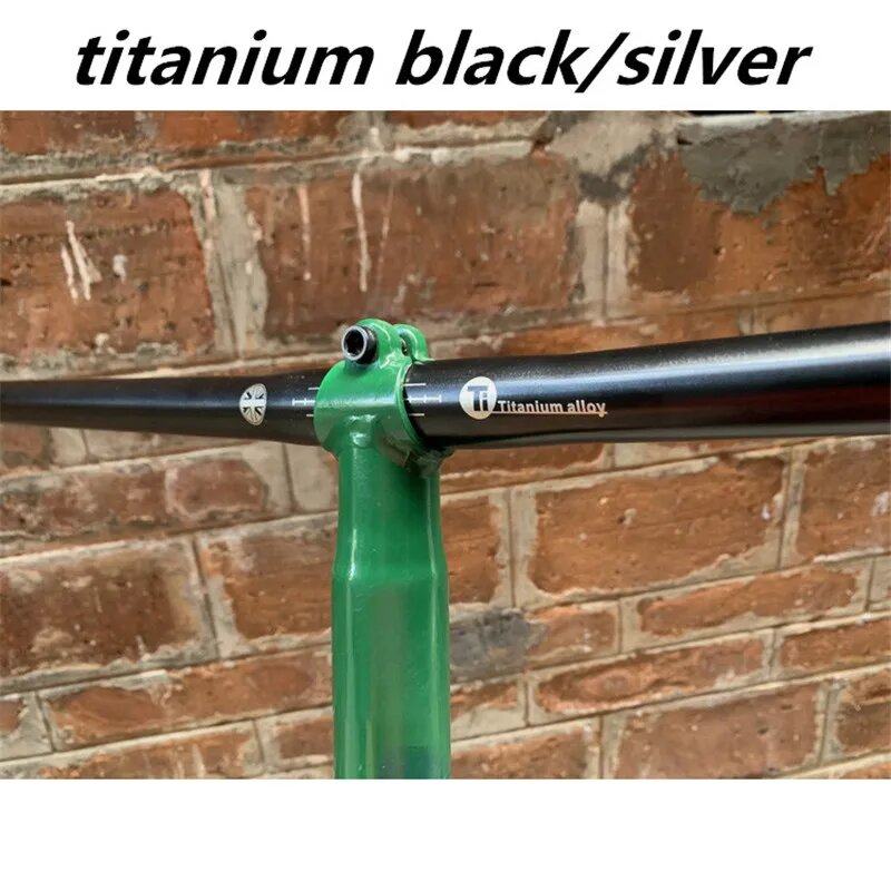 Складной титановый руль для Brompton 25.4x560 мм черный серебристый black