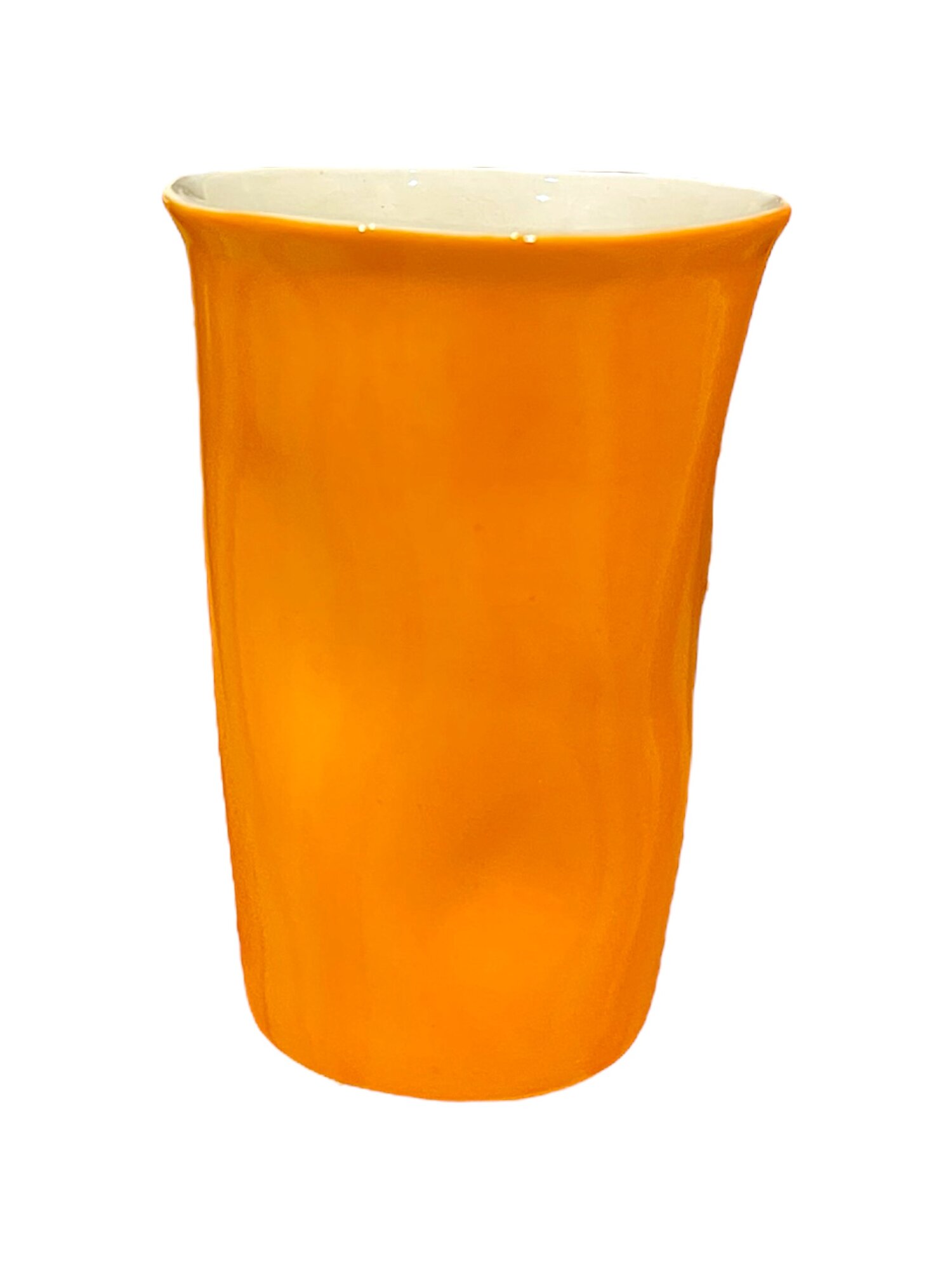 Мятый стакан ручной работы оранжневый, керамика, 200 мл
