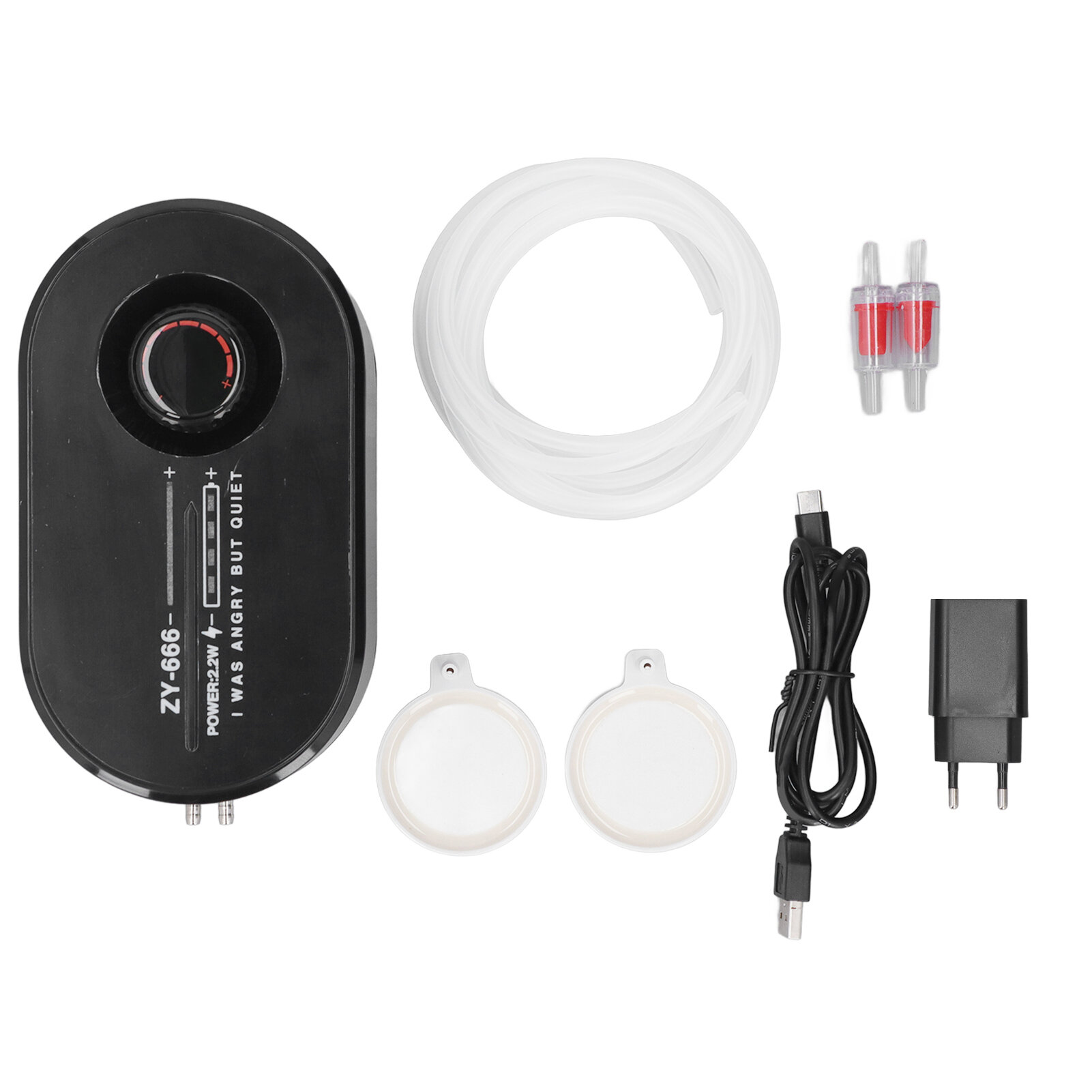 Аквариумный кислородный насос Бесшумный перезаряжаемый портативный воздушный насос для аквариума для рыбалки на открытом воздухе Дома 100 240 В с вилкой европейского стандарта Шланг длиной 3 метра с 2 нано-дисками C50