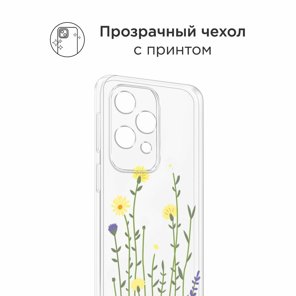 Чехол на Oppo Reno 13 / Оппо Рено 13 с принтом "Пучок полевых цветов", прозрачный — фото 1