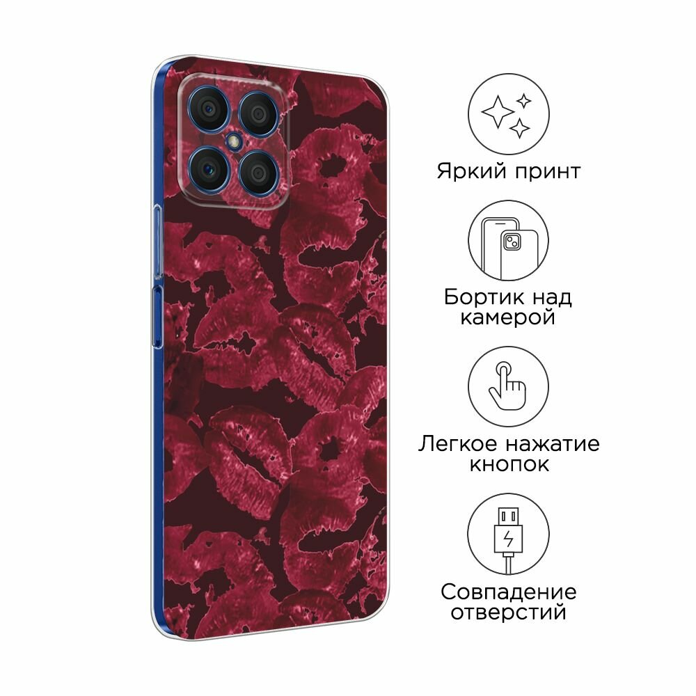 Силиконовый чехол на Honor X8 / Хуавей X8 с принтом Помада паттерн 1 — фото 1
