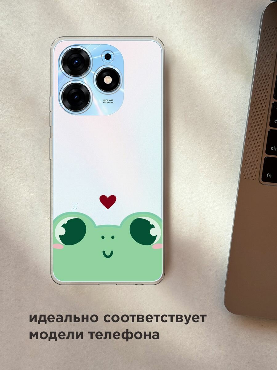 Чехол на Tecno Spark 10 Pro / Текно Спарк 10 Про с принтом "Влюблённая лягушка - 14 февраля", прозрачный — фото 1