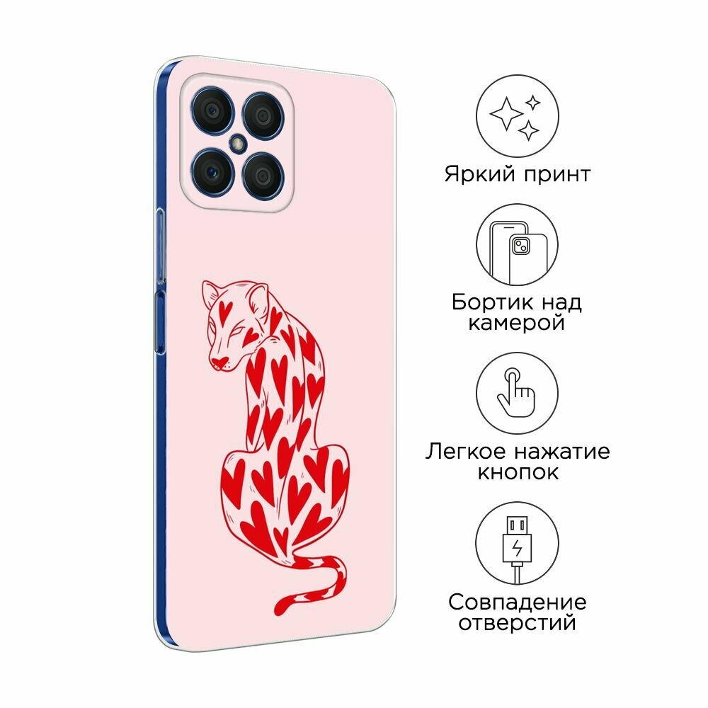 Чехол на Honor X8 / Хуавей X8 с принтом "Heart panther 1 - 14 февраля" — фото 1