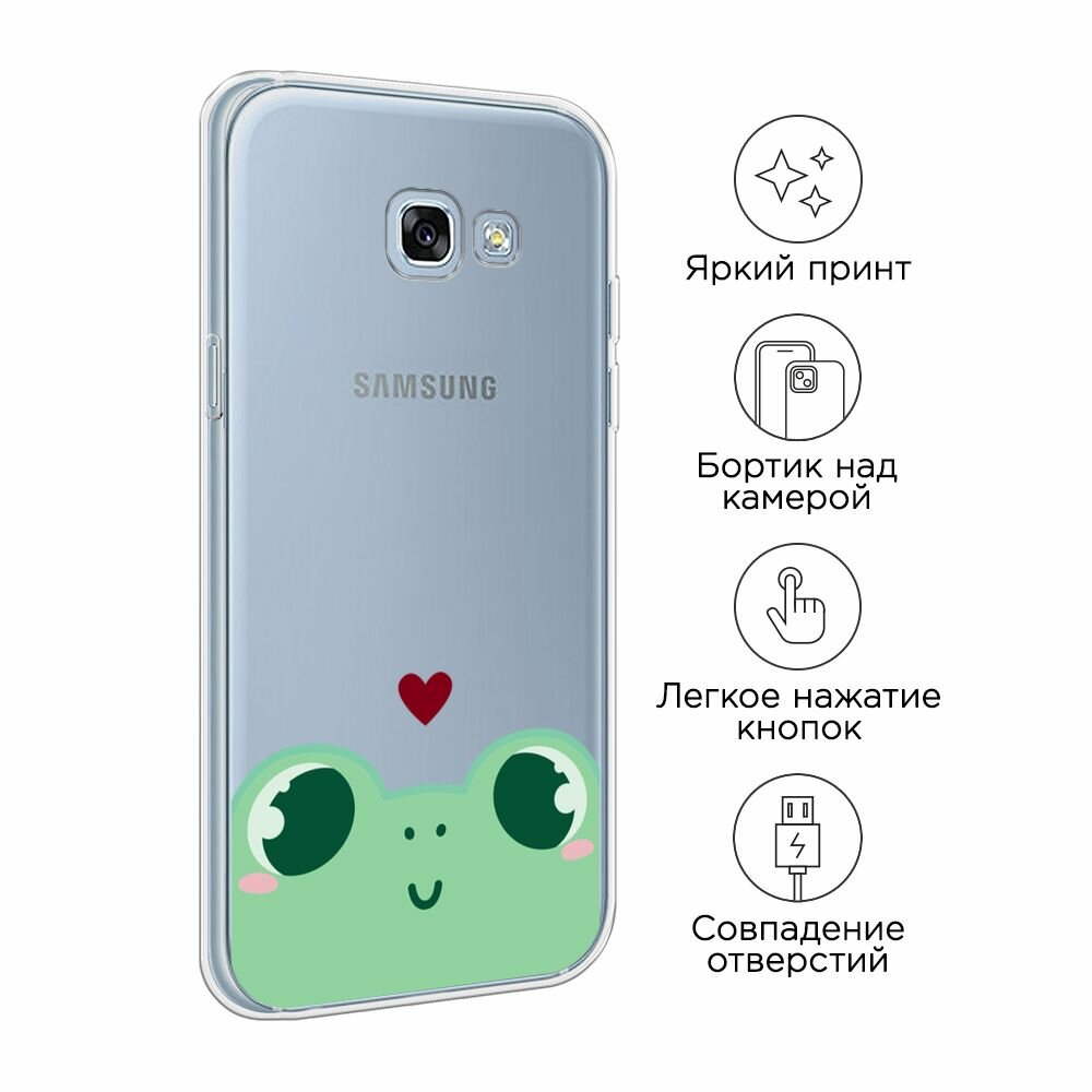 Чехол на Samsung Galaxy A5 2017 / Самсунг Галакси А5 2017 с принтом "Влюблённая лягушка - 14 февраля", прозрачный — фото 1