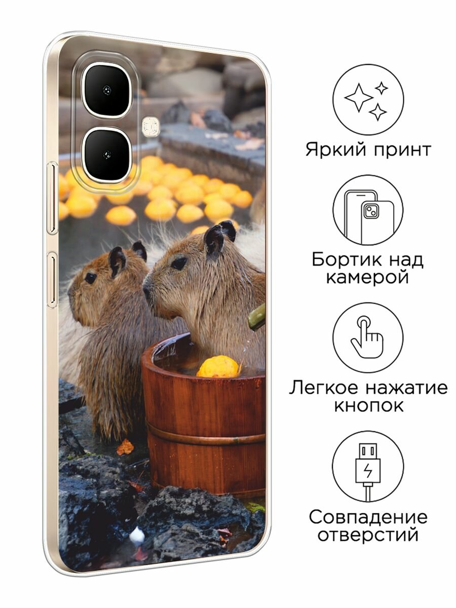 Чехол на Infinix Smart 10 / Инфиникс Смарт 10 с принтом "Капибары отмокают" — фото 1